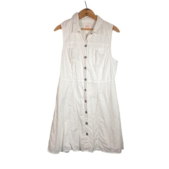 Quiksilver | Dresses | Quicksilver White Button Down Eyelet Sheer Dress ...